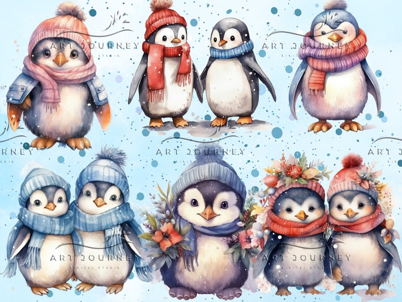 Christmas Penguin Clipart Pack | Cute Penguin | Winter Clipart | Baby ...