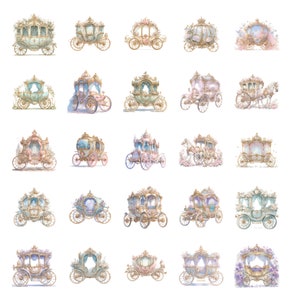 Princess Carriage Clipart Bundle, 25 High Quality PNG, Fairytale ...