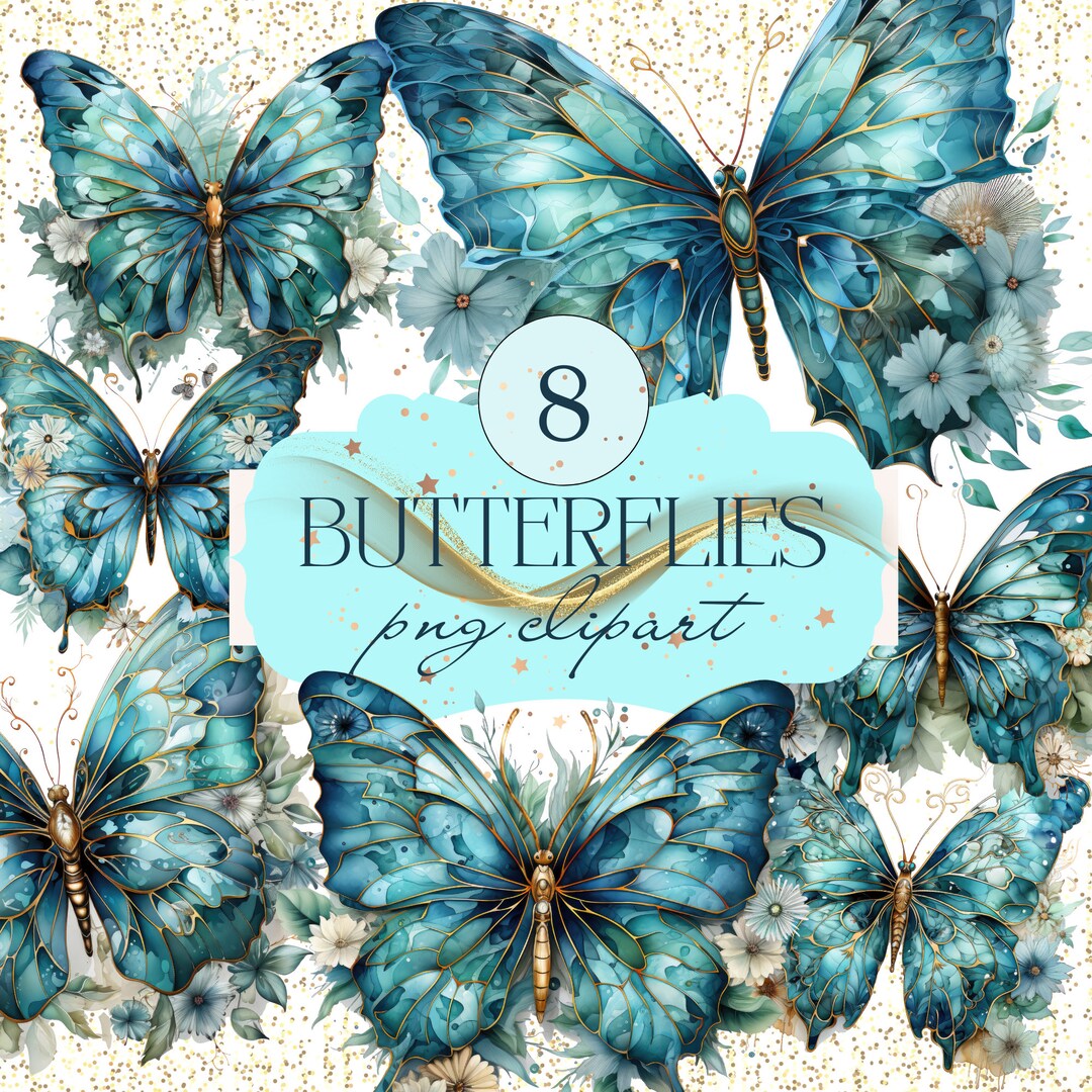 Elegant Butterfly Clipart Bundle | Watercolor Butterflies | Premium ...