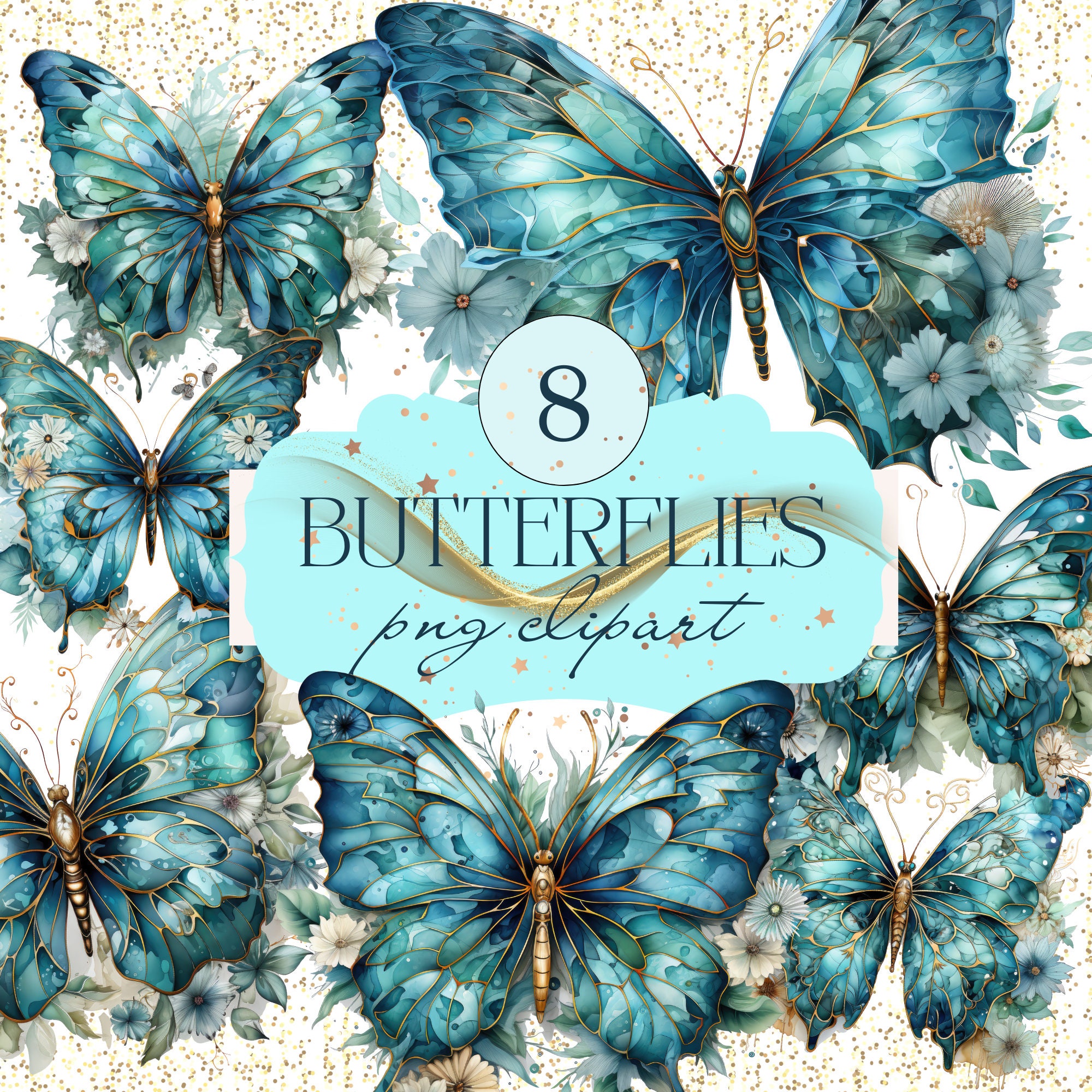 Elegant Butterfly Clipart Bundle Watercolor Butterflies - Etsy