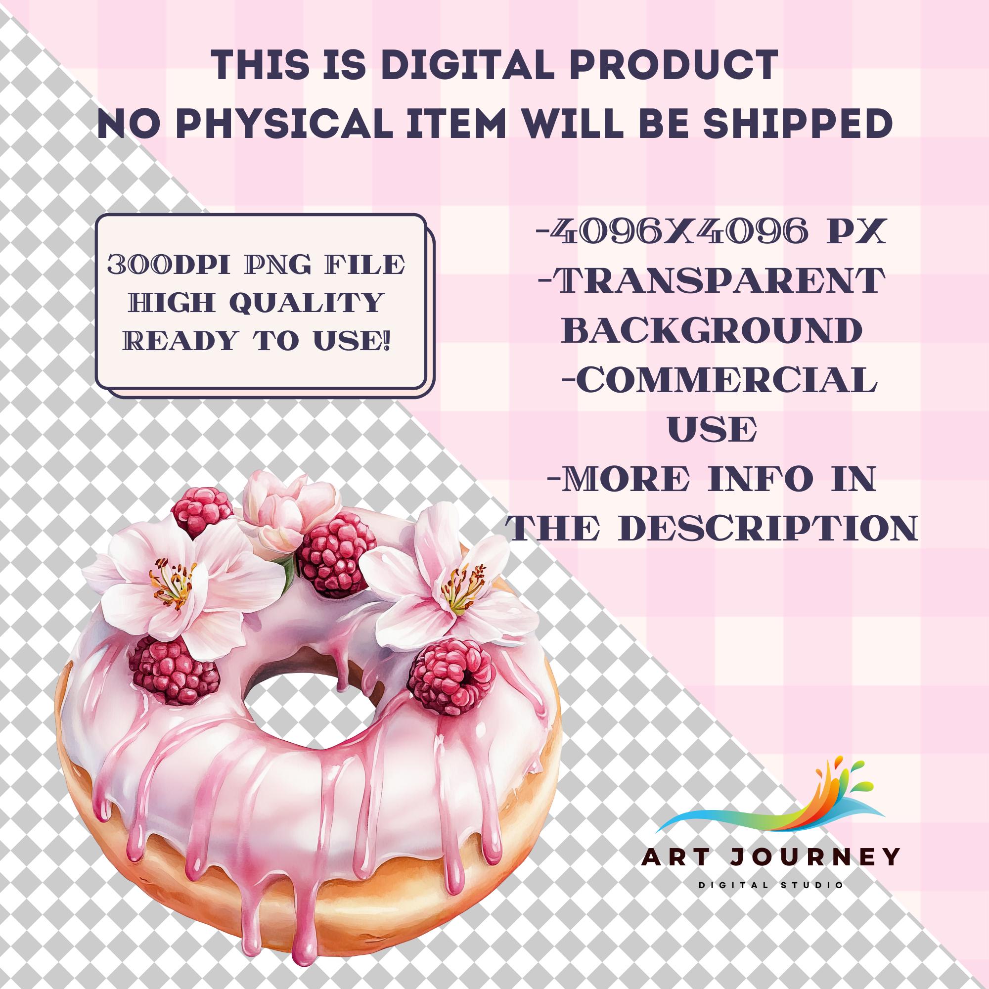 Frosted Donut Watercolor Clipart Set, Yummy Donut 55 PNG Illustrations ...