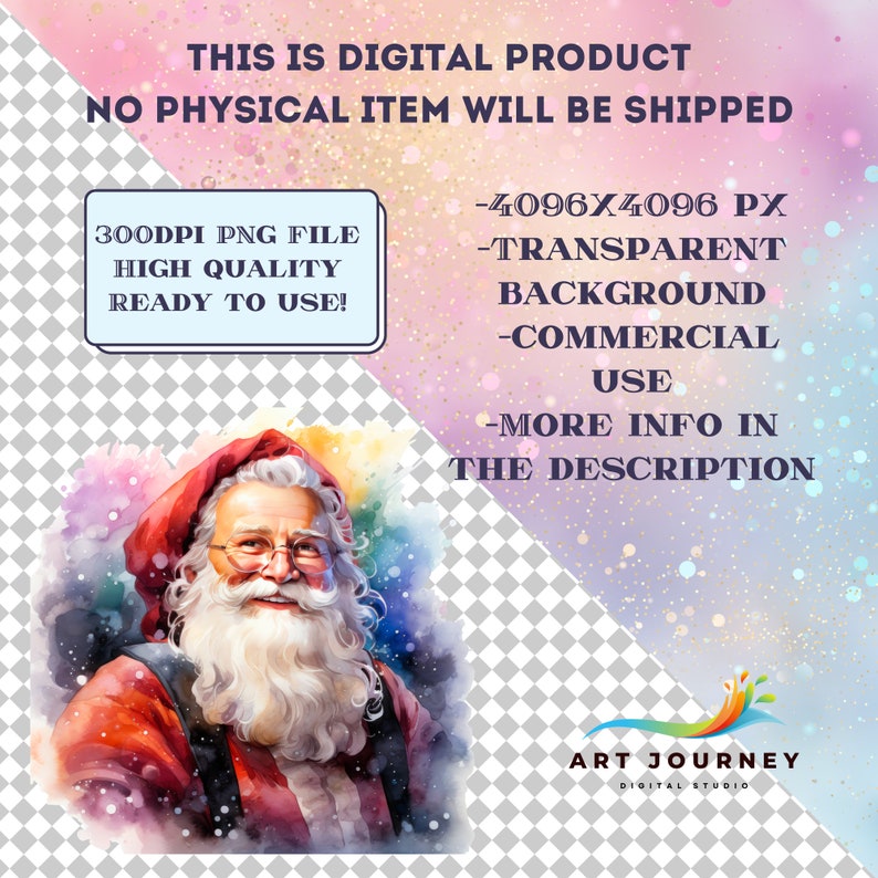 Rainbow Santa Claus PNG Clipart: Celebrate Christmas With an - Etsy