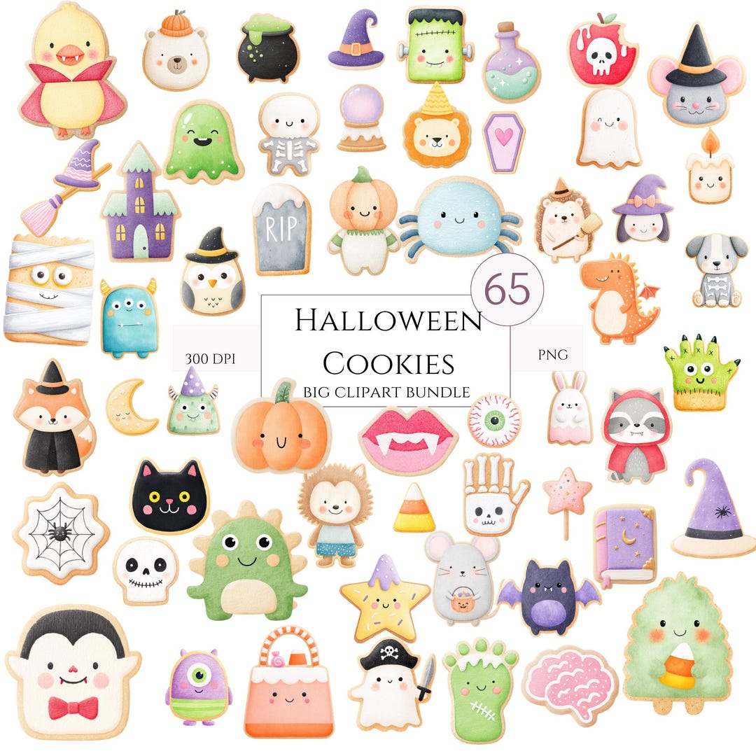 Halloween Cookie Clipart, Cute Watercolor Sugar Cookies, Autumn ...