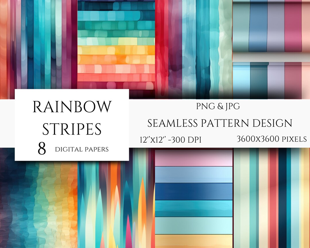 Seamless Watercolor Rainbow-rainbow Watercolor Stripes Digital Paper ...