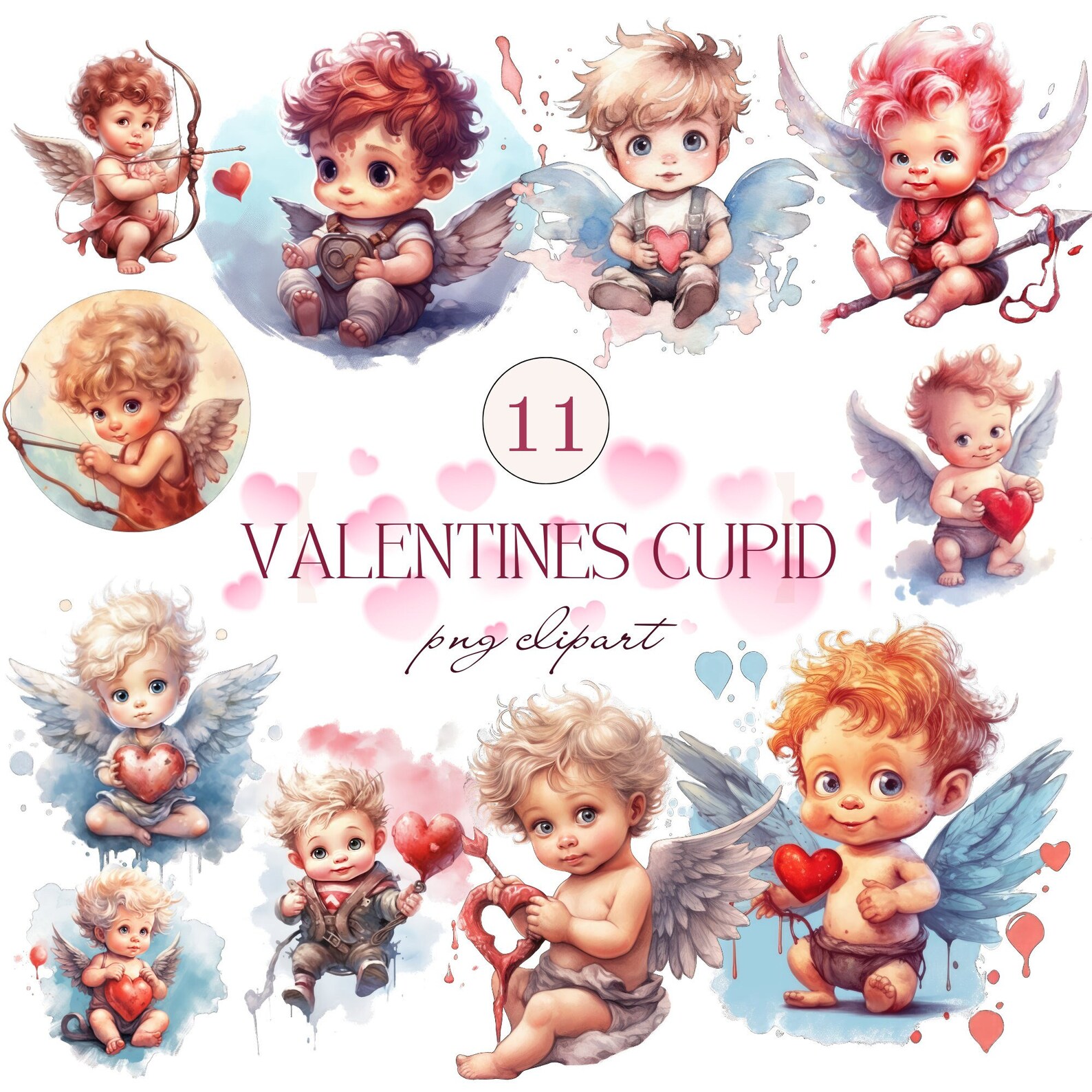 Valentines Cupid Clipart Bundle, Valentines Clipart, Set of 11 ...