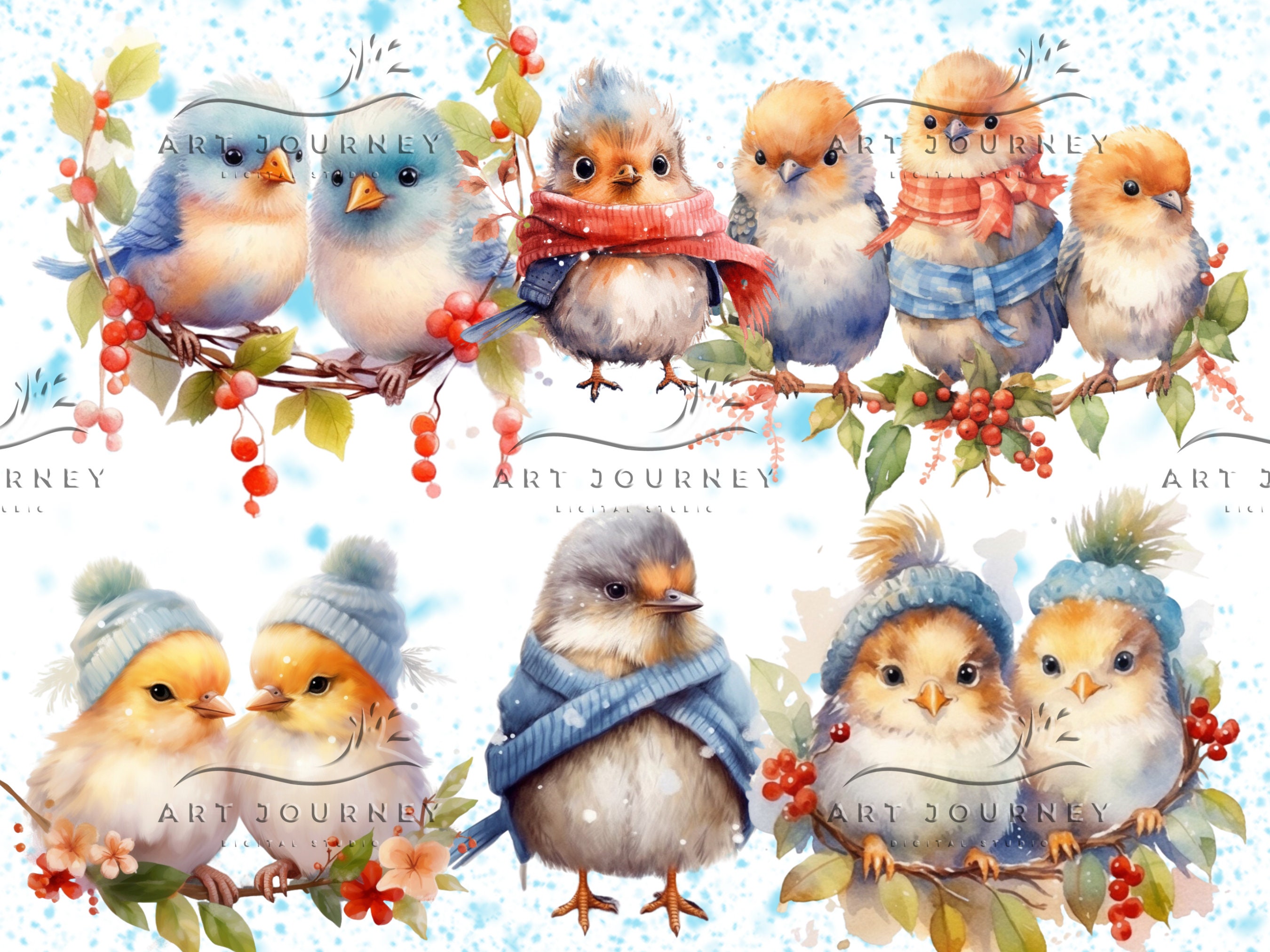 Winter Bird Clipart | Winter Clipart Bundle | Stunning Watercolor Bird ...