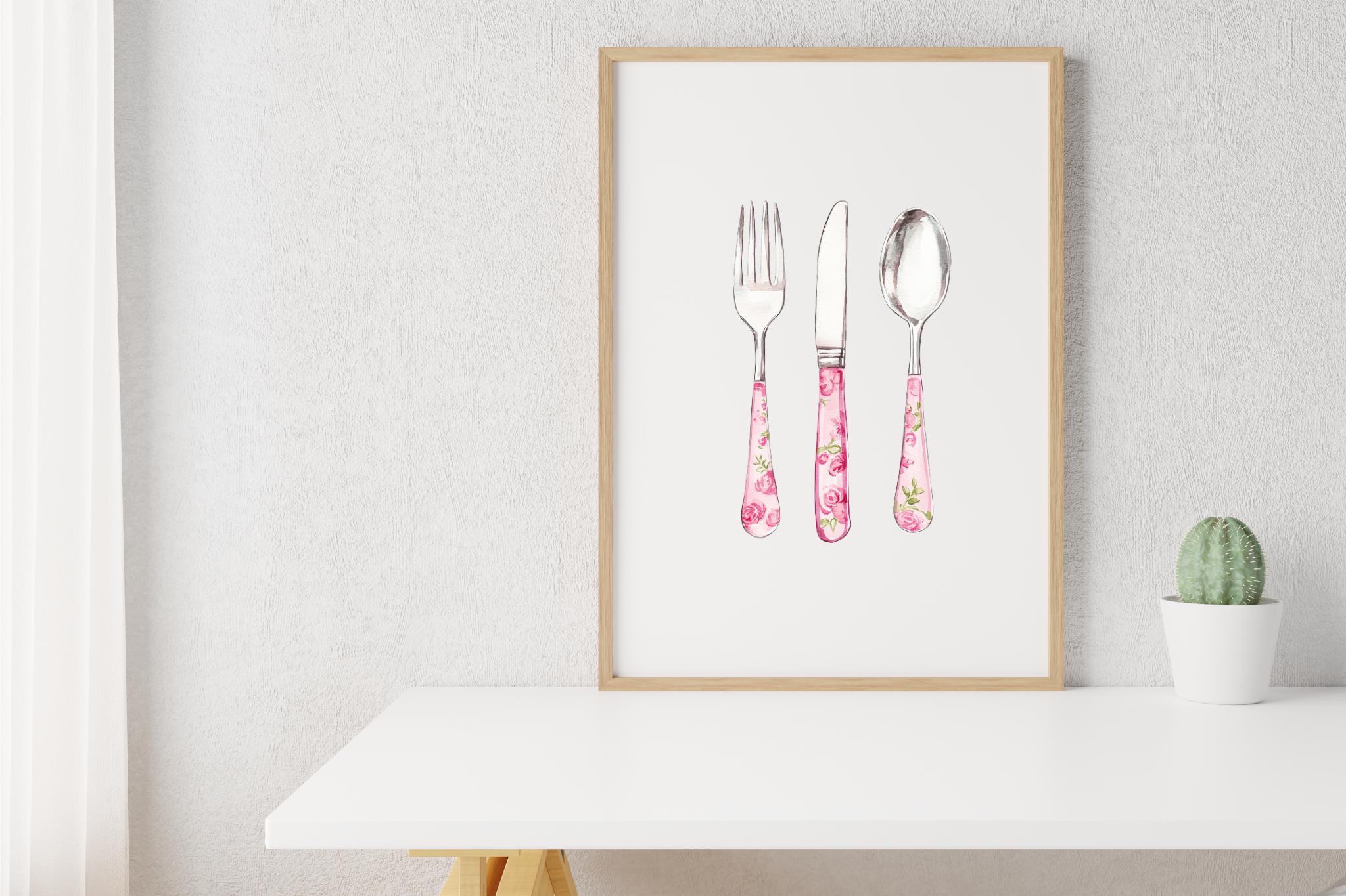 30 PNG Pink Kitchen Clipart, Watercolor Kitchenware Clipart, Shabby ...