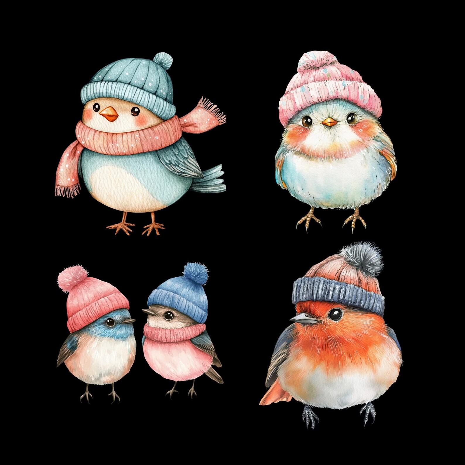 37 Christmas Bird PNG Clipart Bundle, Watercolor Xmas Bird Transparent ...