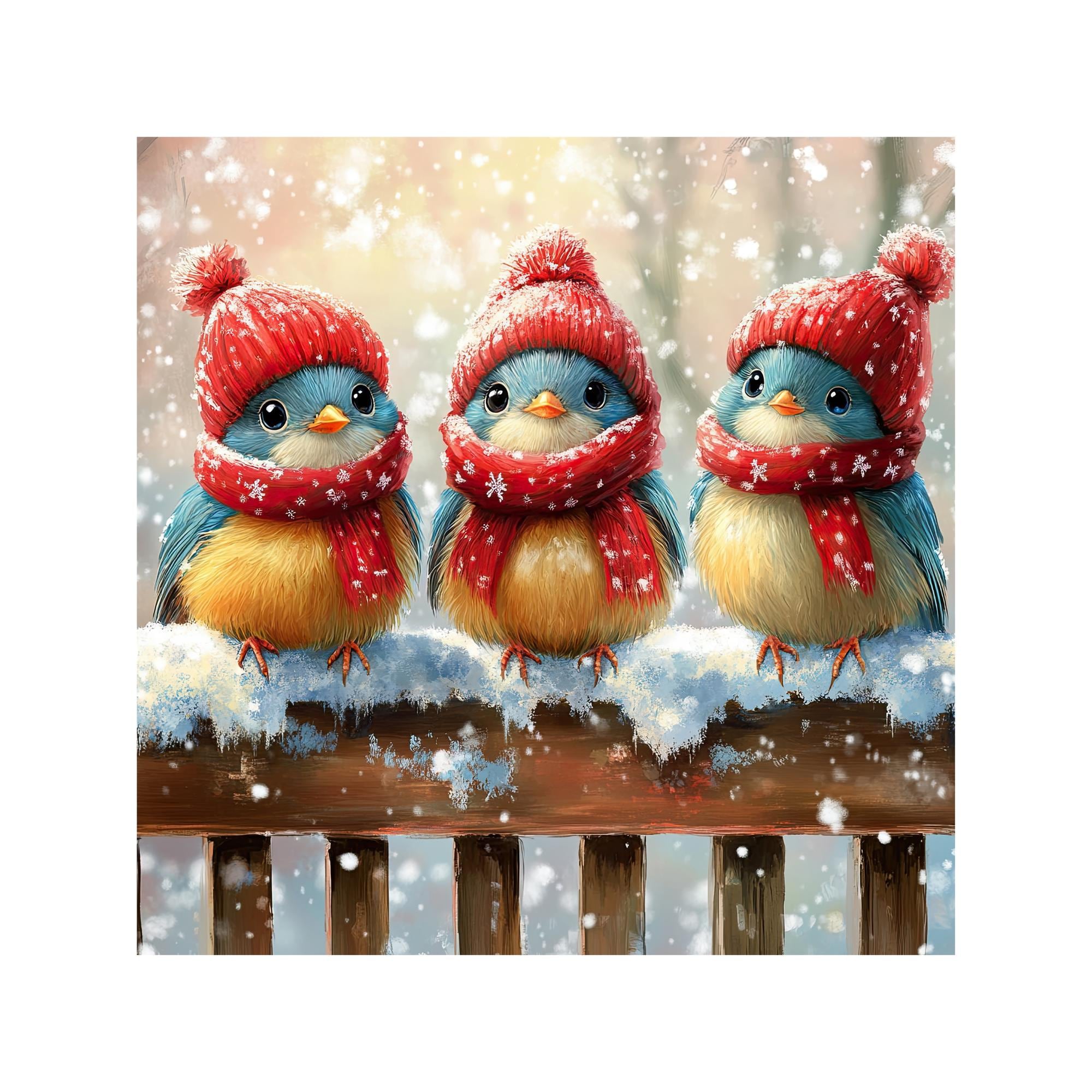 Cute Winter Birds Clipart, Woodland Snowy Winter Birds Print, Junk ...