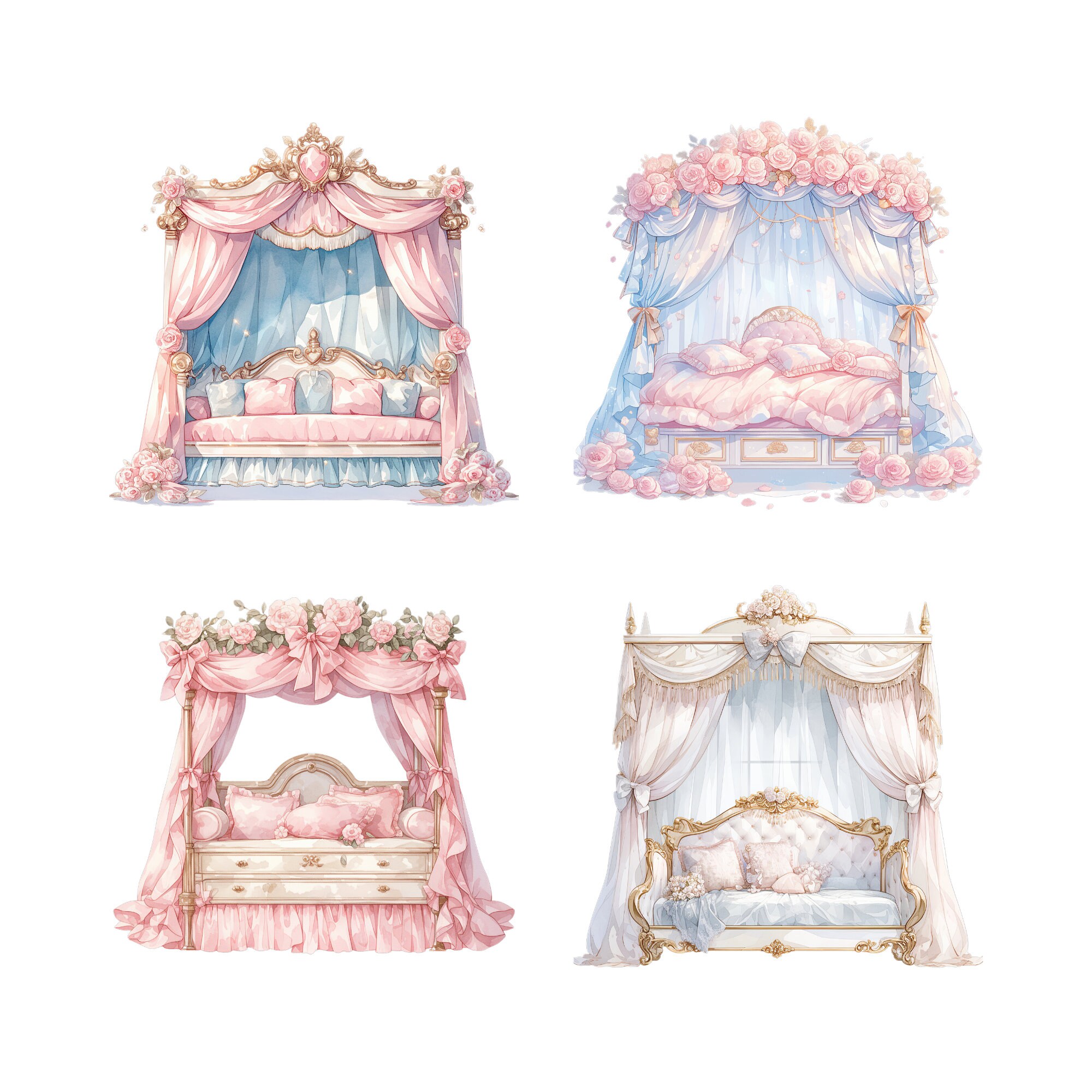 20 Magic Princess Bed Clipart, Pink Bedroom, High Quality PNG ...