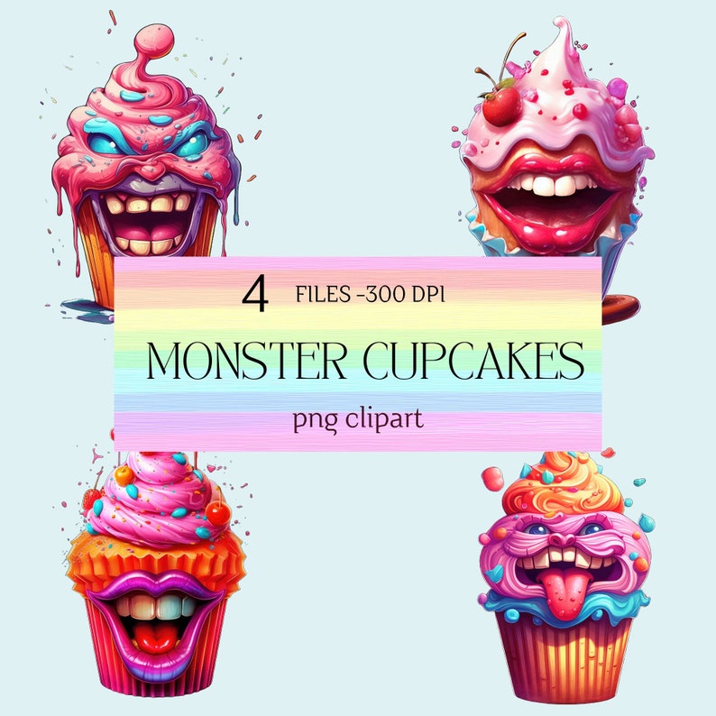 Monster Cupcakes Clipart | Cool Clipart | Funny Cupcakes | Bakery ...