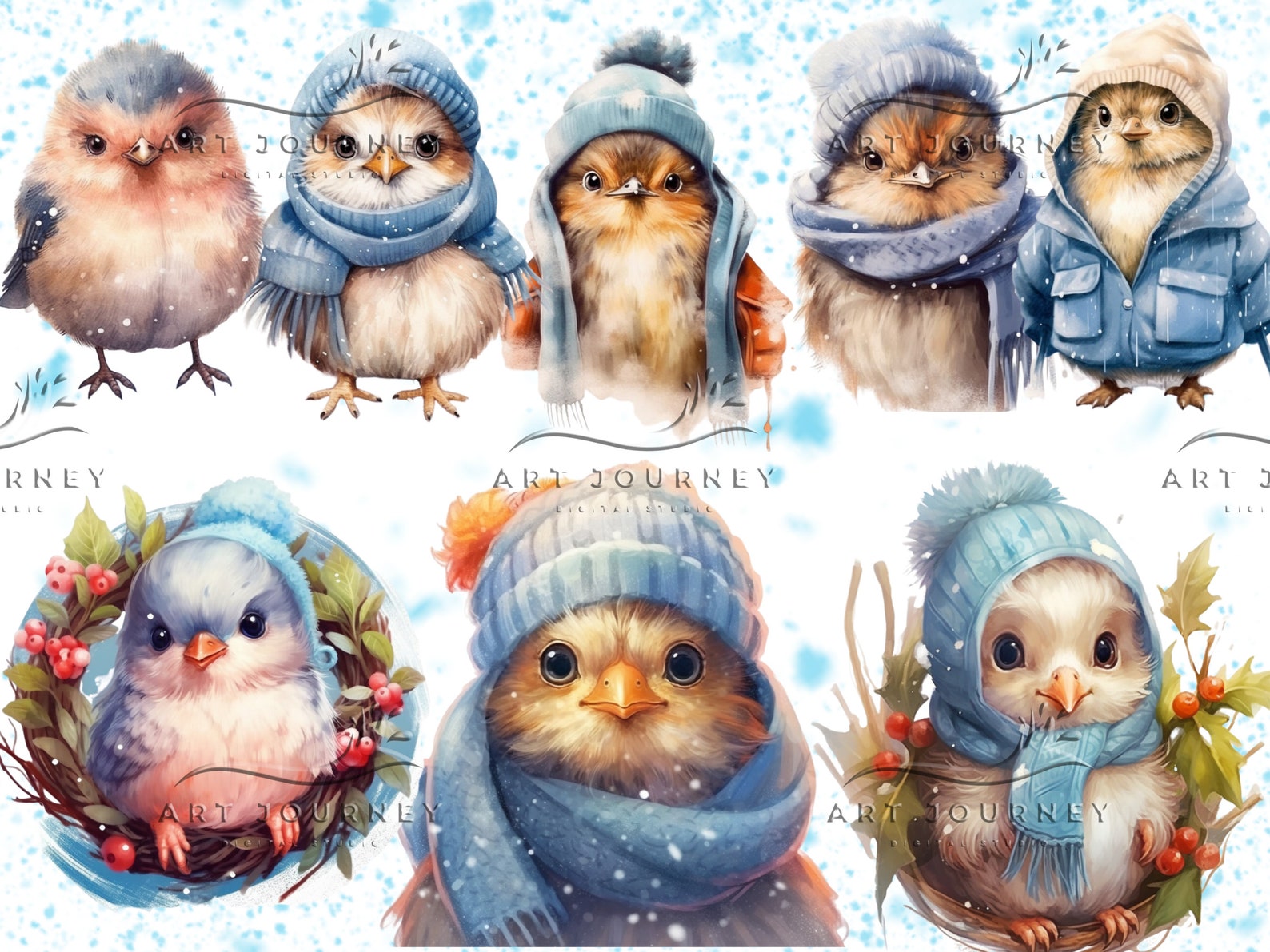 Winter Bird Clipart | Winter Clipart Bundle | Stunning Watercolor Bird ...