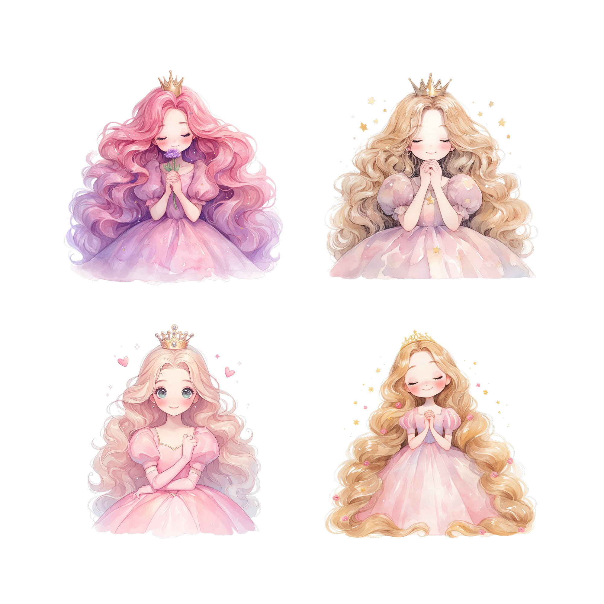 27 Little Princess Clipart Watercolor Princess Clipart Fairytale ...