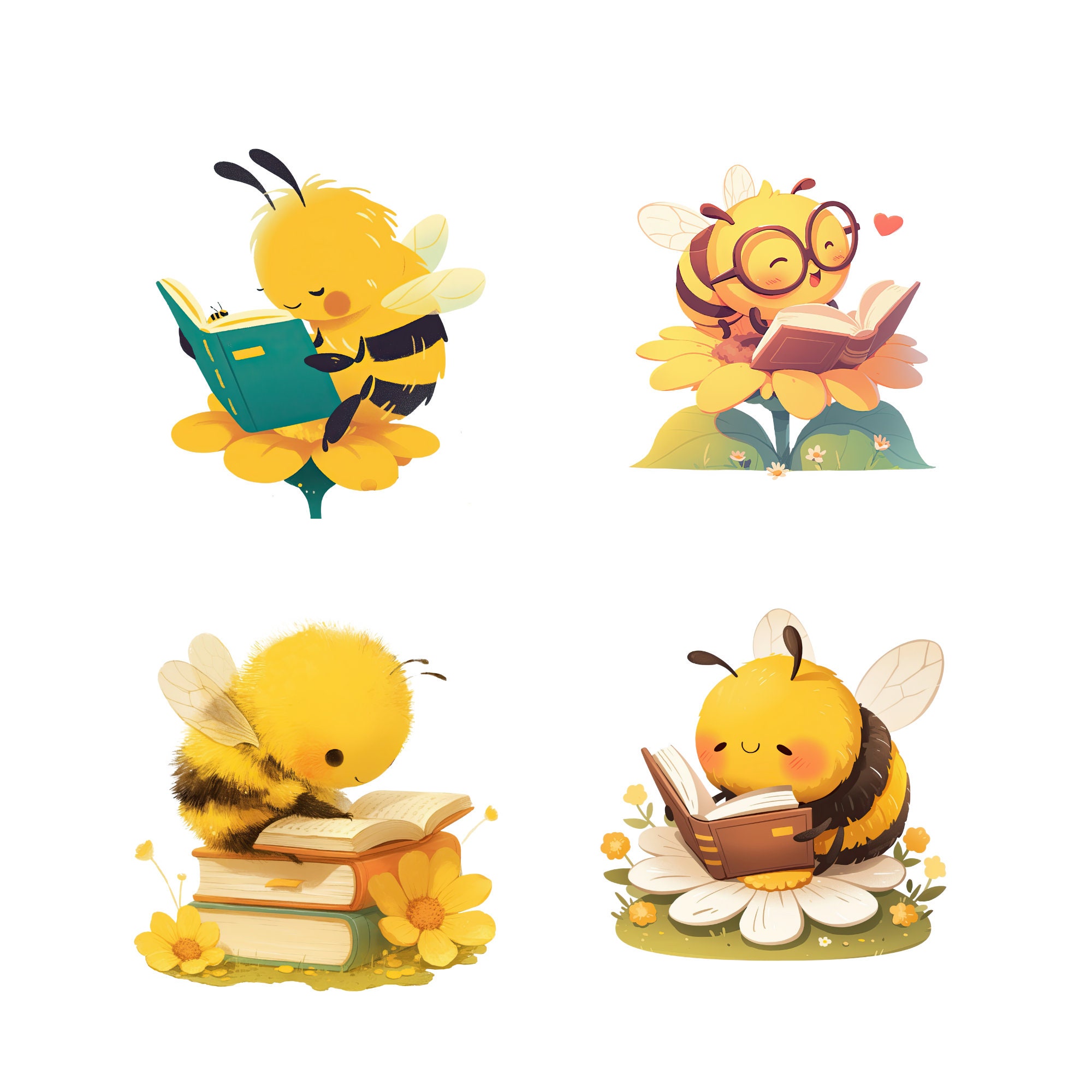 23 Cute Bee Clipart Watercolor PNG Bundle, Cute Baby Honey Bee Graphics ...