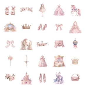 25 Little Princess Clipart Watercolor Princess Clipart Fairytale ...