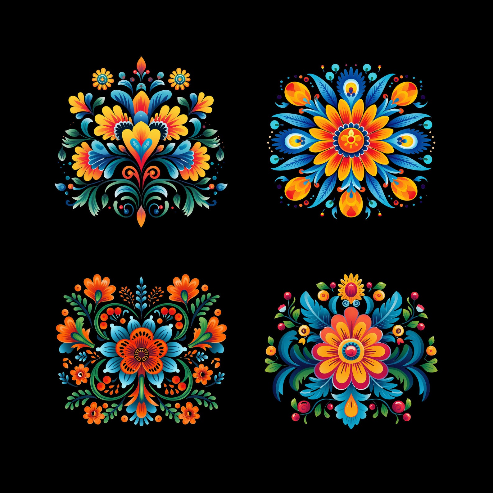22 Aztec Mexican Flower Pngs Mexican Flowers Clip Art Mexican Florals ...