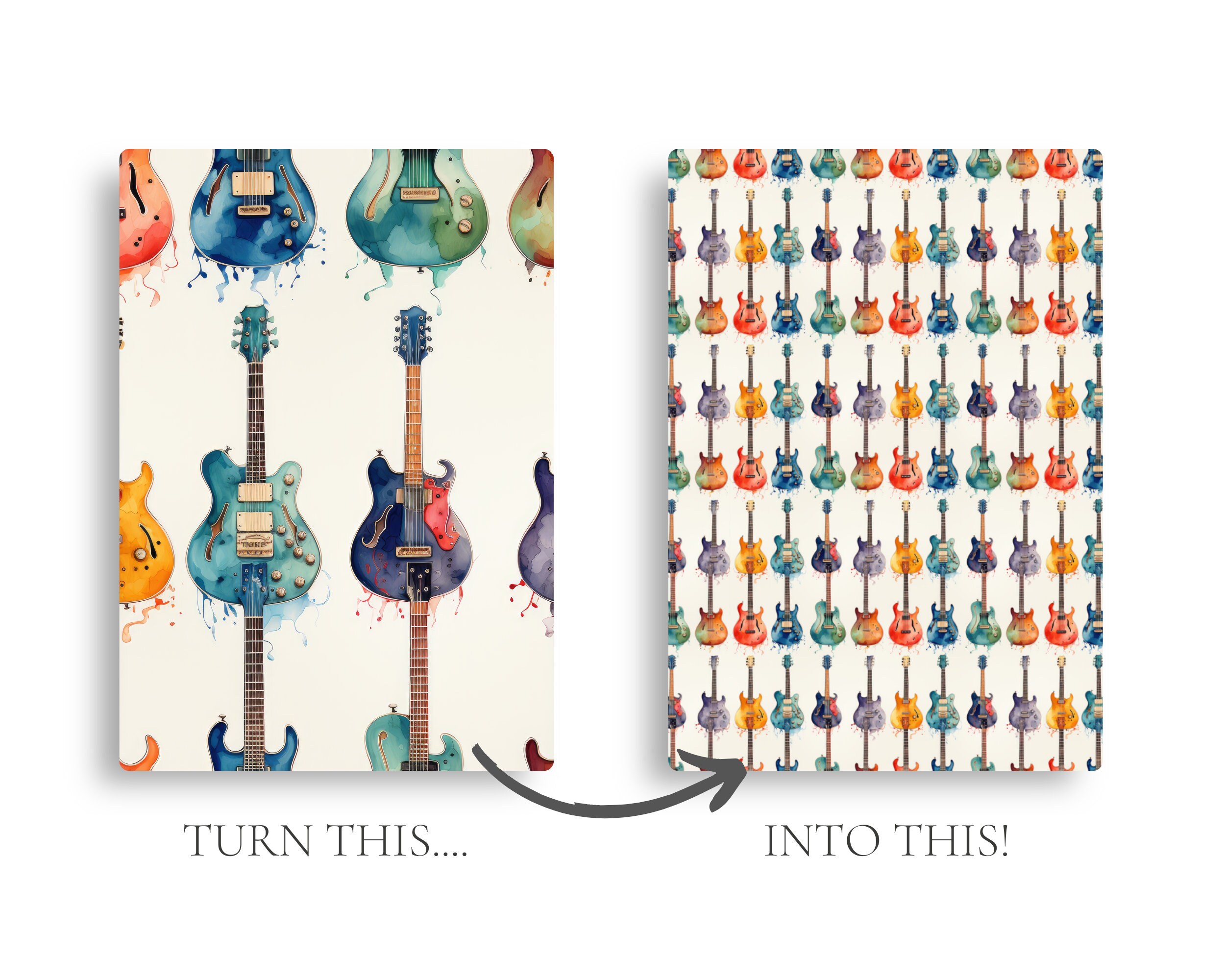 Minimal Guitar Digital Paper Seamless Patterns Music Patterns Printable ...