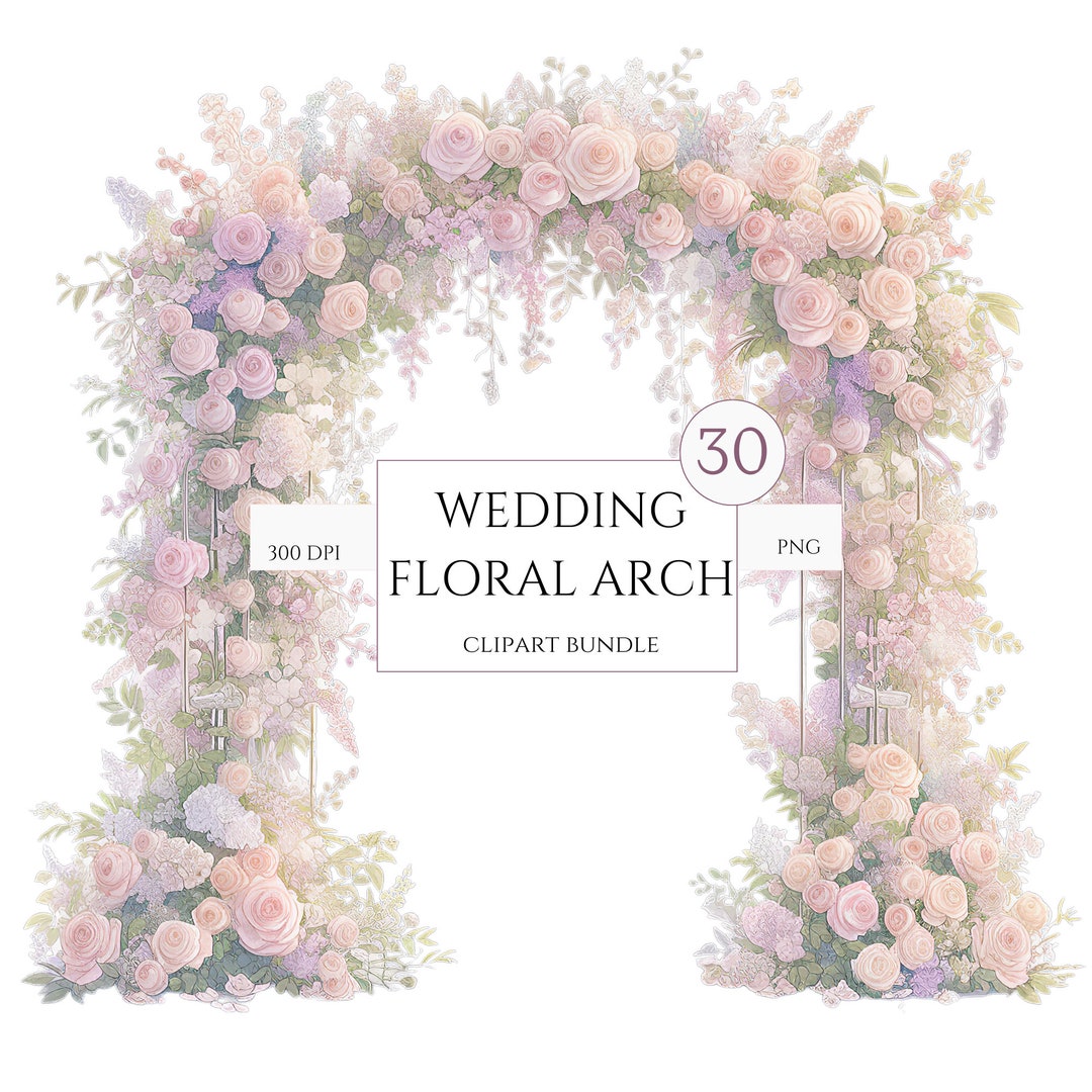 30 Wedding Arch Clipart, Wedding Invitation, Printable Watercolor ...