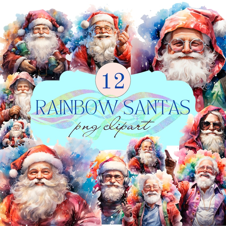 Rainbow Santa Claus PNG Clipart: Celebrate Christmas With an LGBT Twist ...
