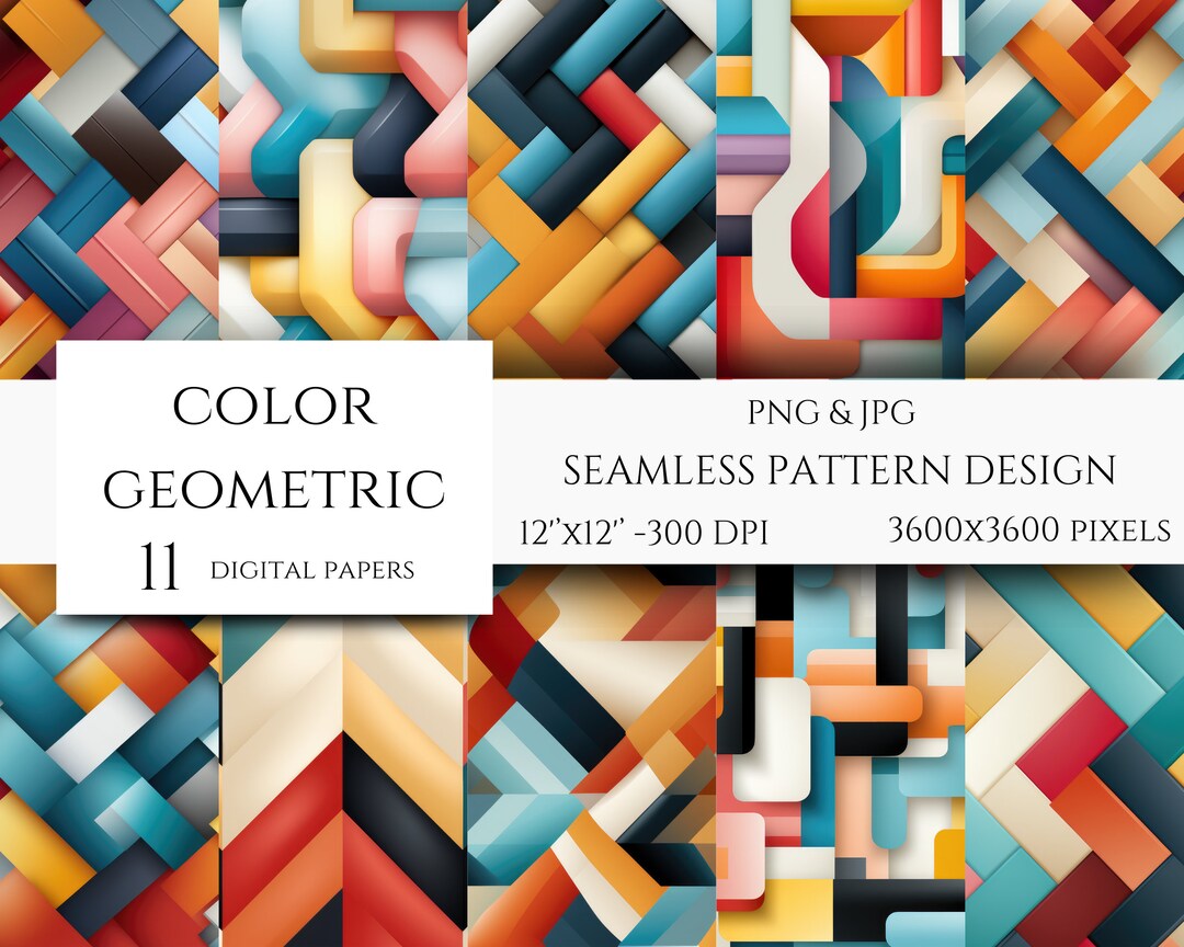 Colorblocking Seamless Pattern | Colorful Digital Paper | Abstract ...