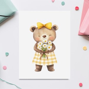 Whimsical Bear and Bee Watercolor Clipart, Cute Honey, Tree & Flower 42 ...