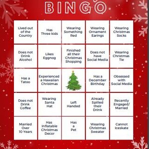 Printable Christmas Bingo Card - Etsy