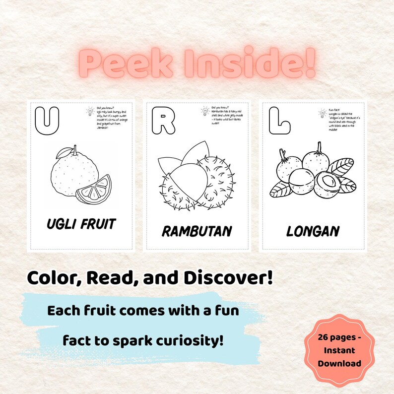 Fruity Fun A-Z Kids Coloring Book PDF | Alphabet Fruit Coloring Pages ...