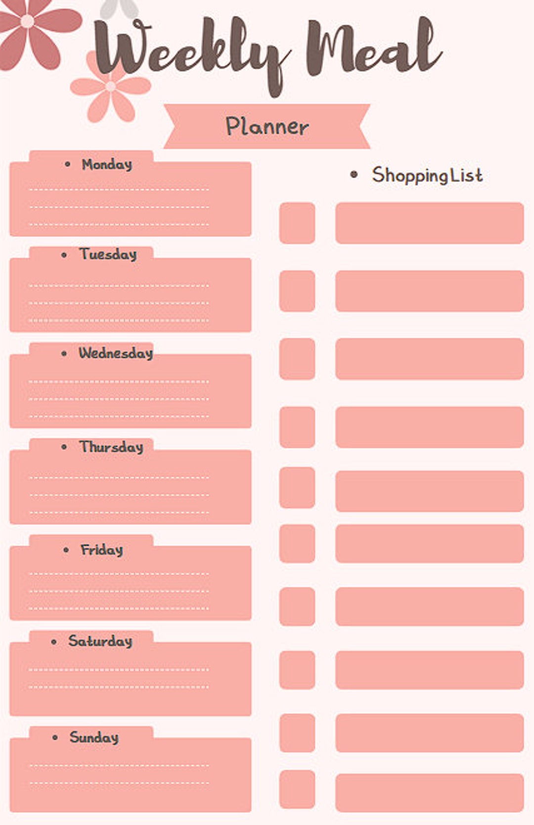 Editable Weekly Meal Digital Planner - Etsy