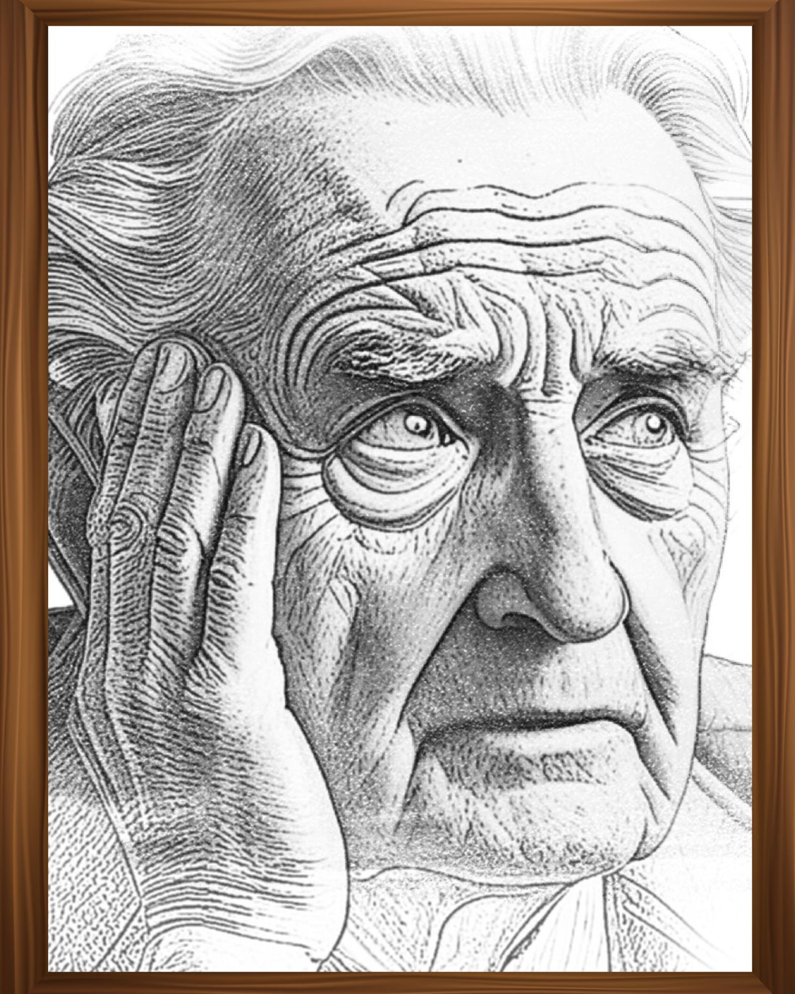 Aged Faces Pencil Art – Hand-drawn Black & White Sketches, Printable ...