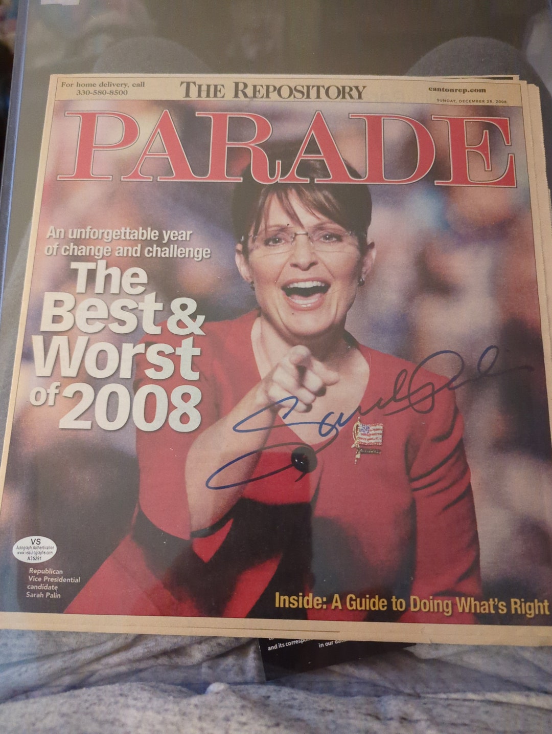 Sarah Palin Signed Parade Magazine W/coa - Etsy