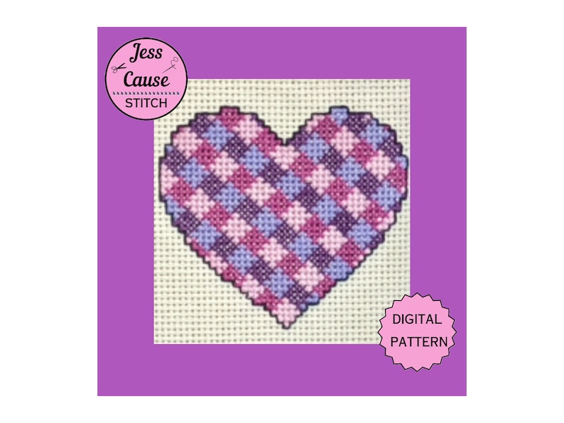 Plaid Heart Shaped Cross Stitch Pattern - Etsy