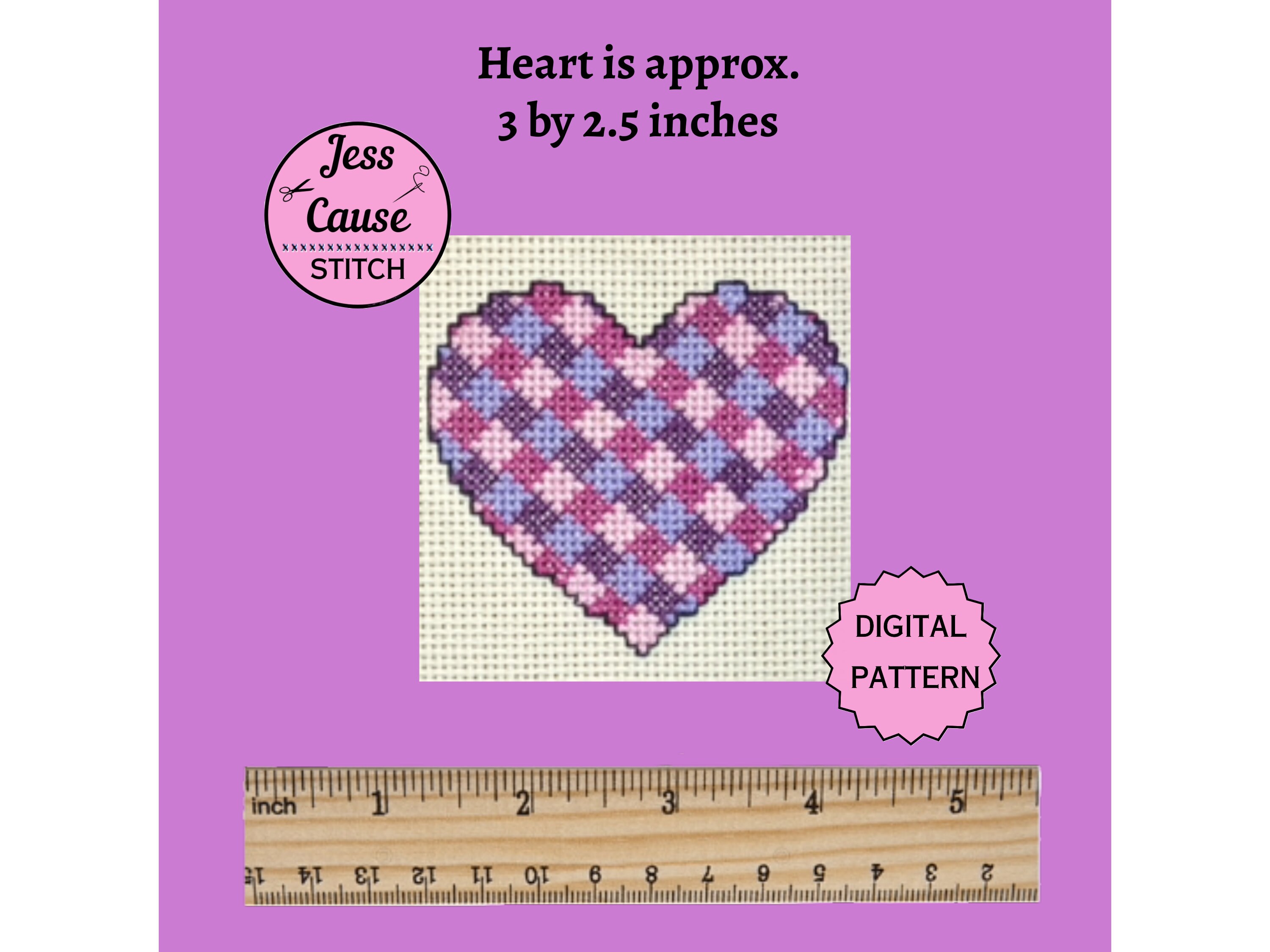 Plaid Heart Shaped Cross Stitch Pattern - Etsy