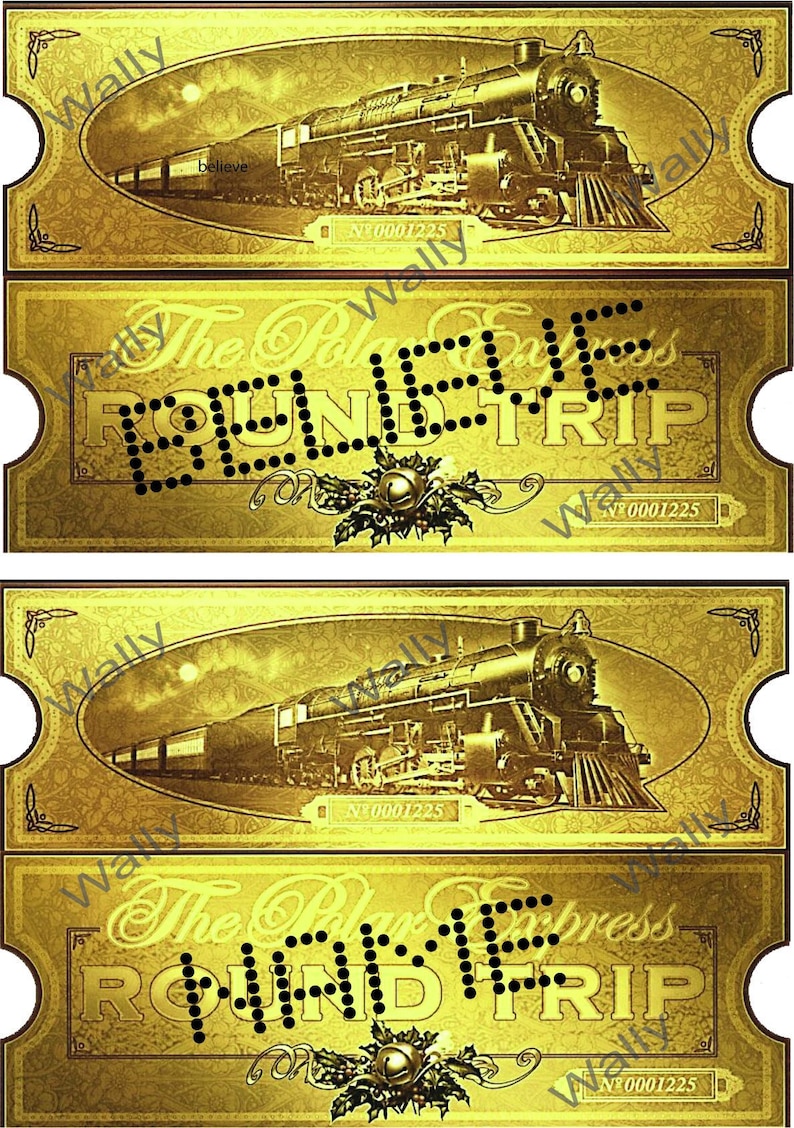 Unique Printable Personalized Polar Express Ticket, High Quality Front and Back, Polar Express ...