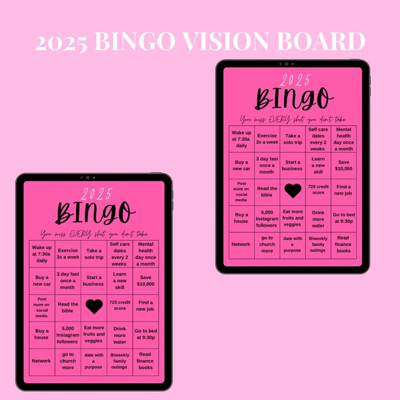2025 Vision Board Bingo Card: Customizable Goals (digital Download) - Etsy