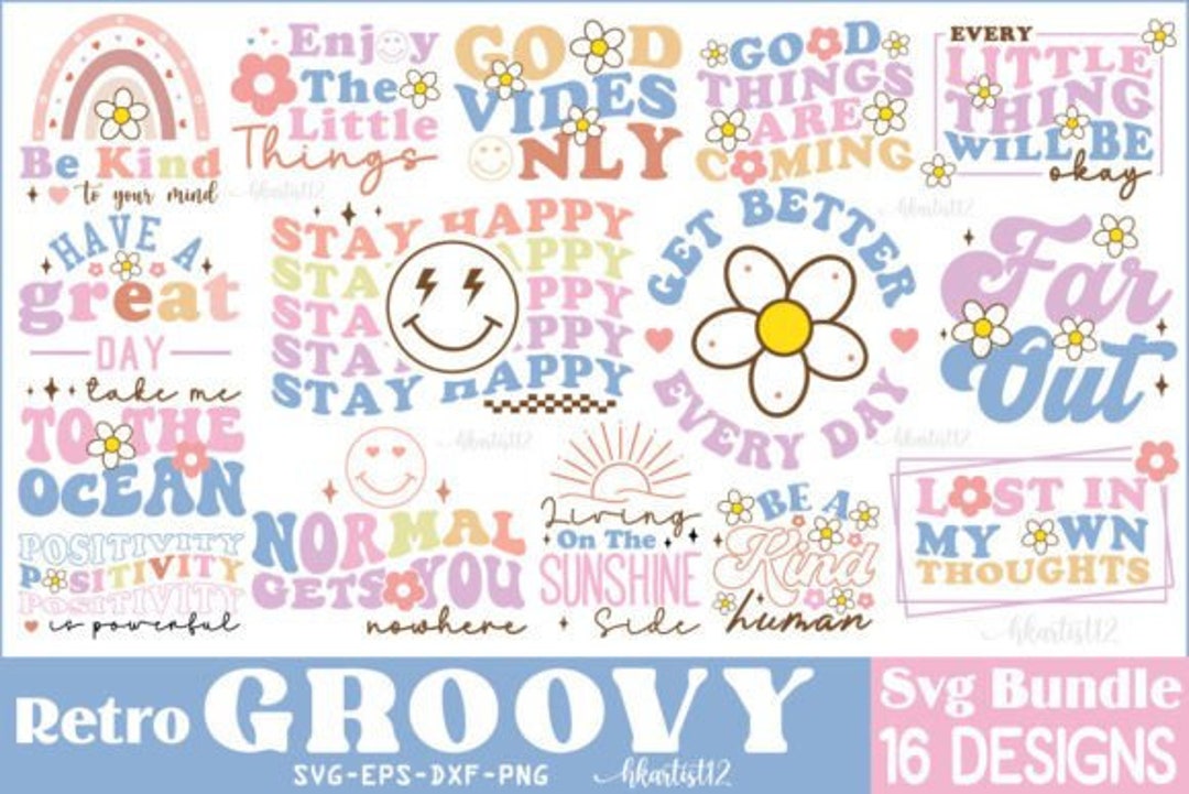 Retro Groovy SVG Bundle. - Etsy
