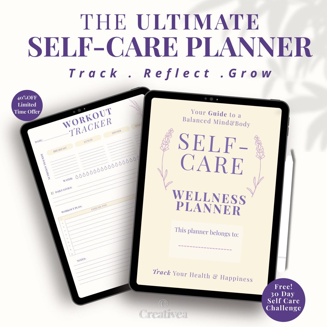 Self-care Planner | Wellness & Habit Tracker | Digital PDF Journal ...