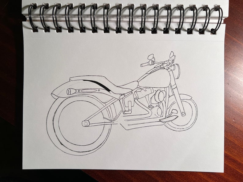 Detailed Harley Softail - Pen and Ink Motorcycle Drawing - Etsy