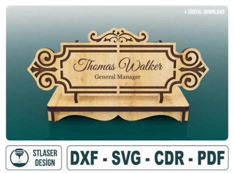 Laser Cut Desk Nameplates Svg Files, Vector Files for Wood Laser ...
