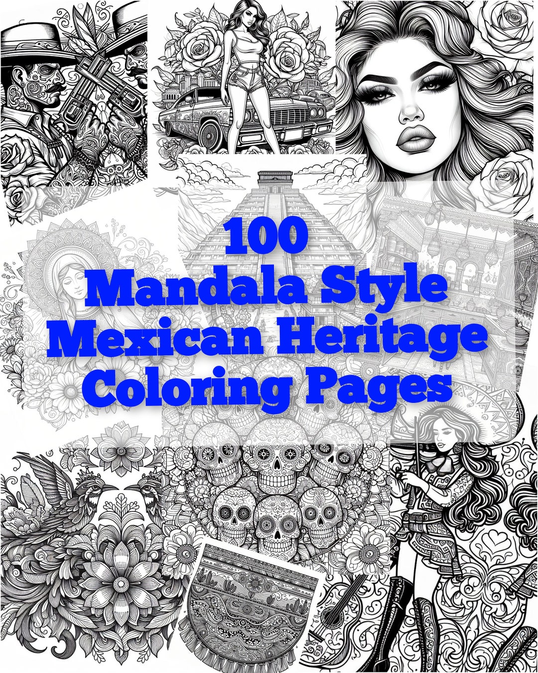 Chicano Art Mandala Style Mexican Heritage Coloring Pages - Etsy