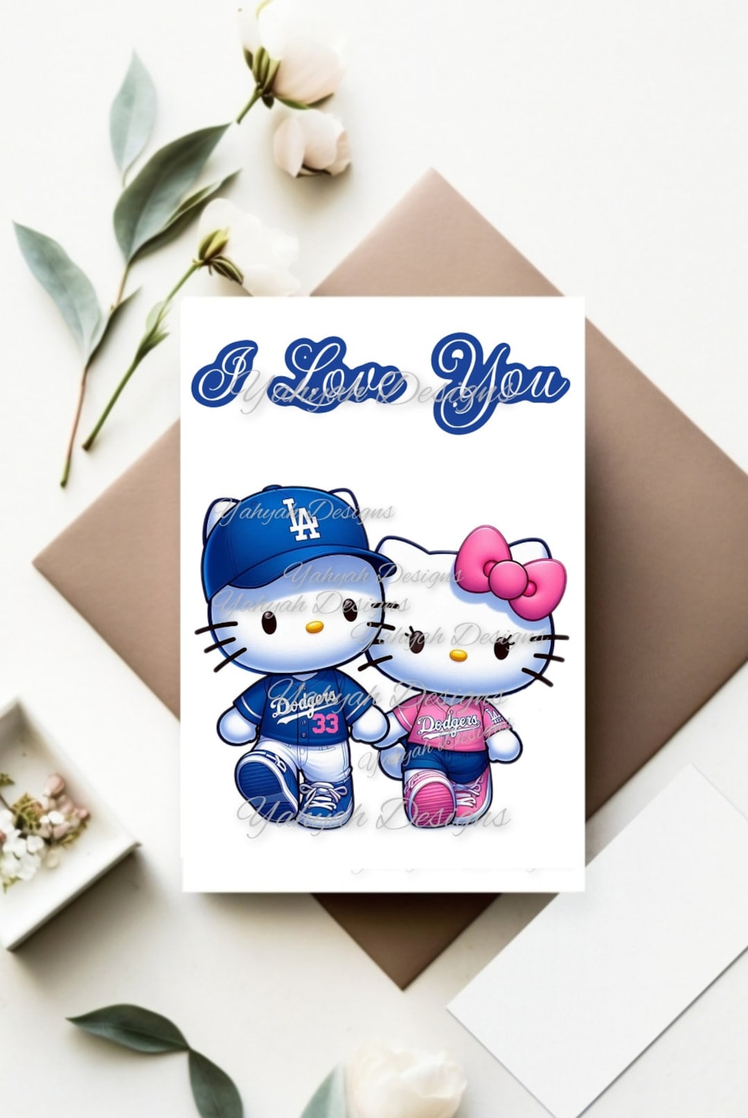 Hello Kitty Los Dodgers I Love You Te Amo Greeting Card Love Jail Mail ...