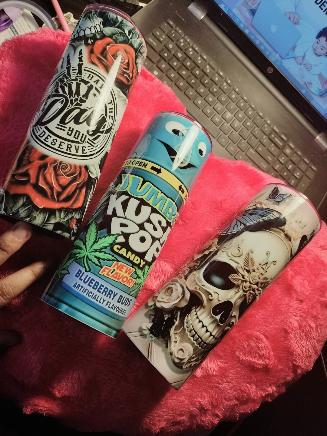 Kush Pop Weed 420 Skull & Bones Have the Day You Deserve Tumbler - Etsy