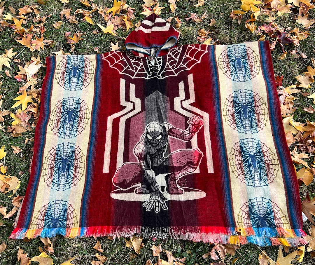 Spider Man Poncho, Red, Spider Man, Warm and Soft, Hooded Poncho, Anime ...