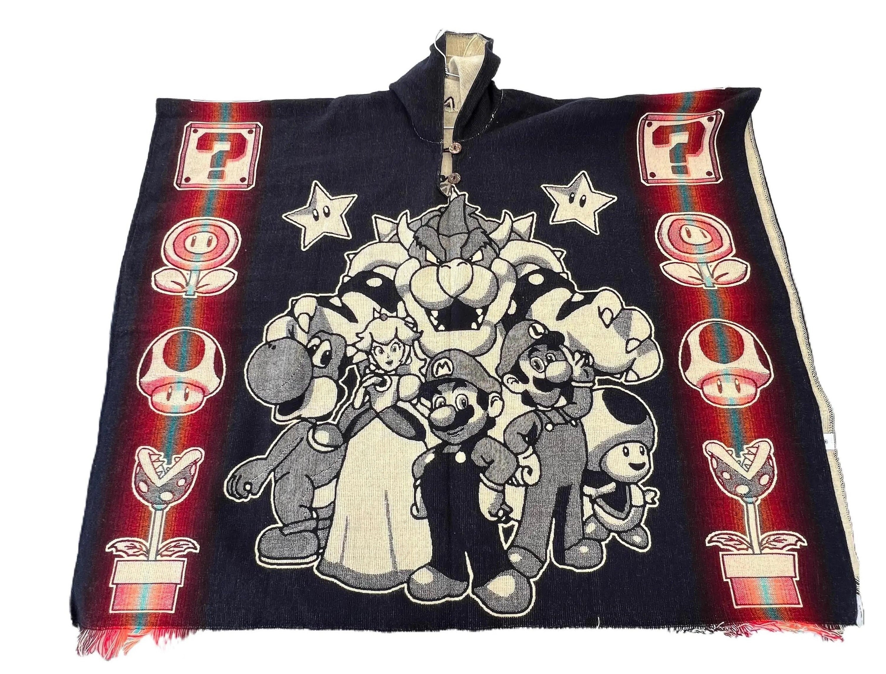 Mario Bros Poncho, Unisex Anime Poncho, Alpaca Wool Hooded Poncho ...