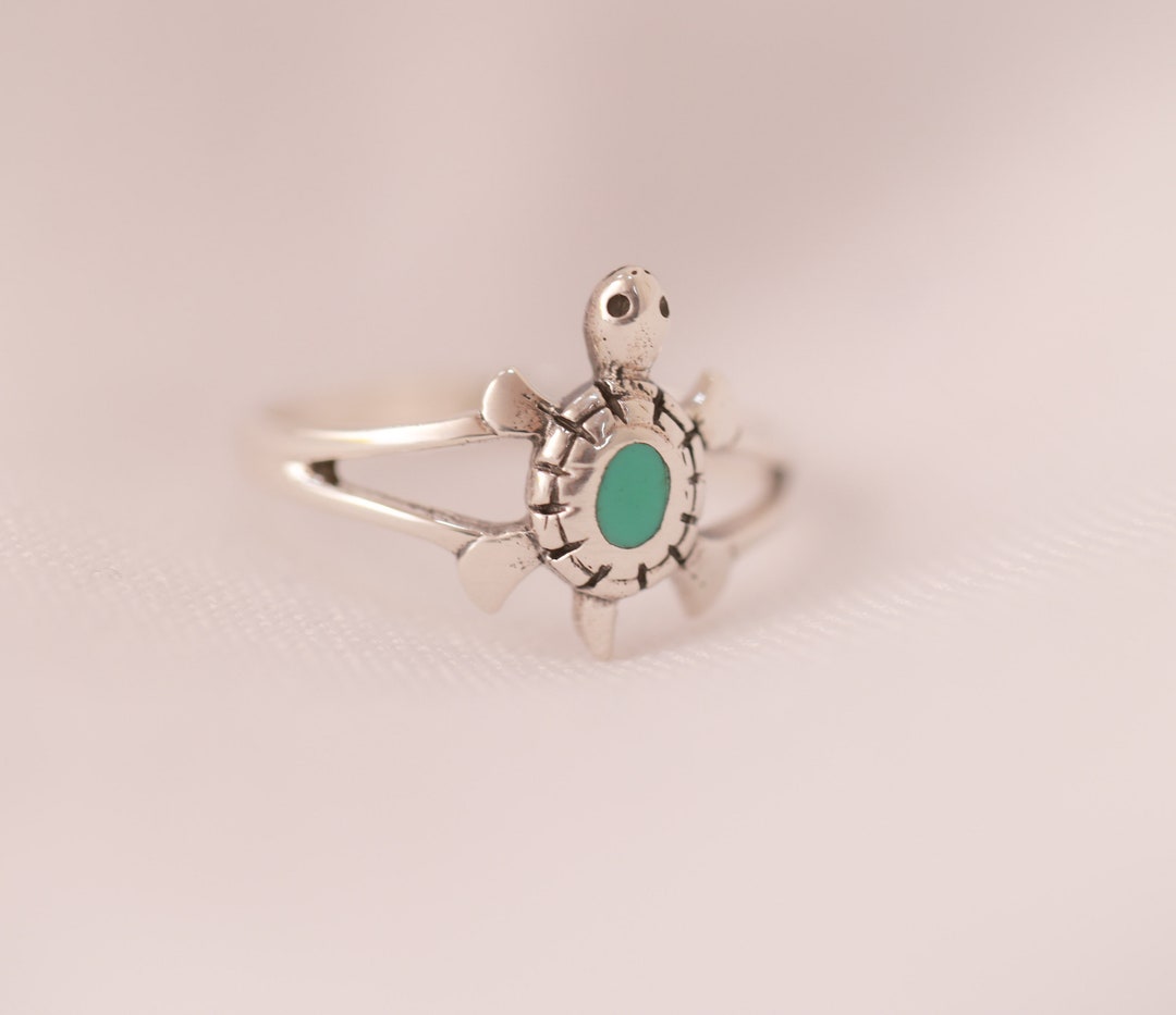 Turtle Ring, Silver Ring, 925 Stamp, Turquoise Turtle Ring, Sea Turtle ...
