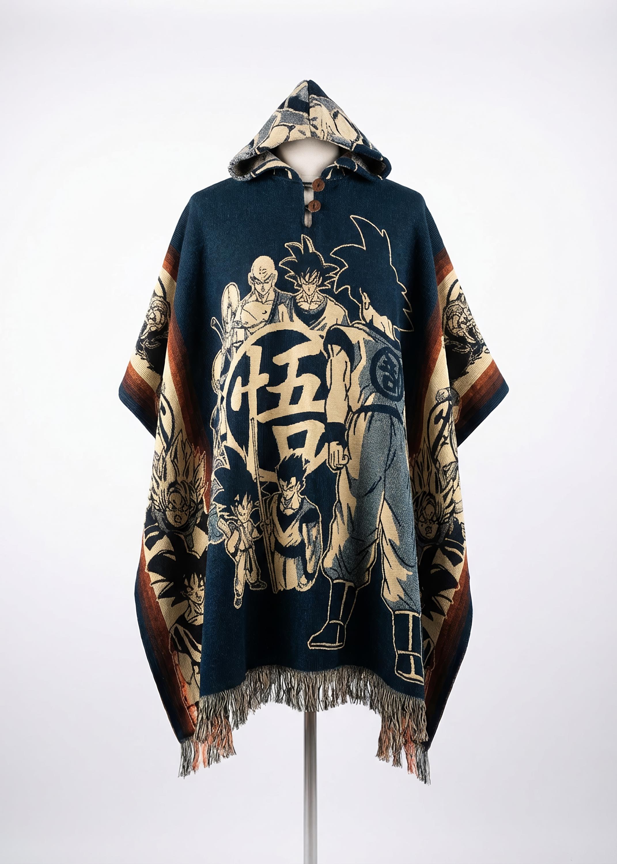 DBZ Poncho, Anime Poncho, Handcrafted, Anime Hooded Poncho, Goku Poncho ...