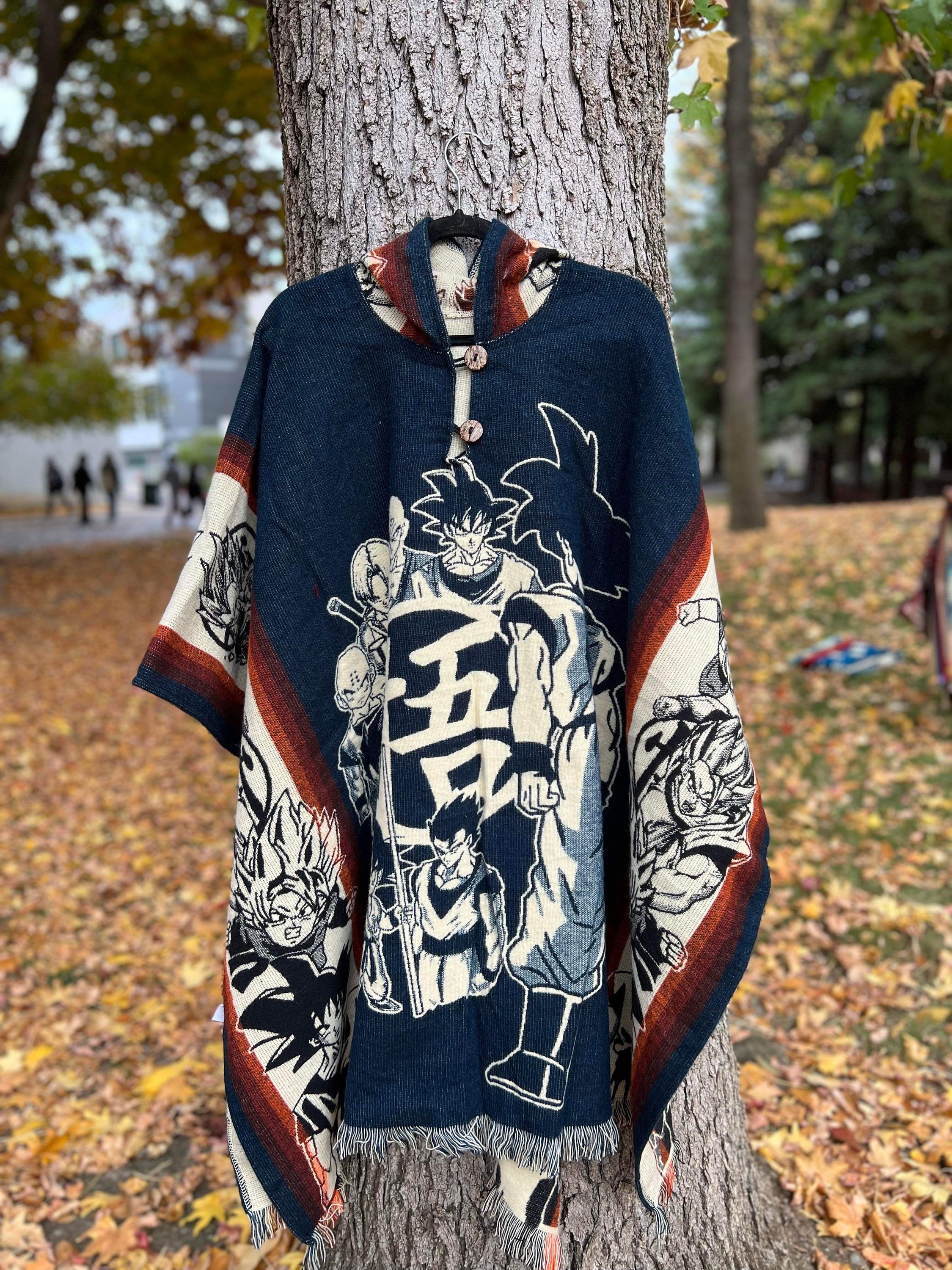 Dragon Ball Z Poncho, Alpaca Poncho, Handcrafted, Anime Hooded Poncho ...