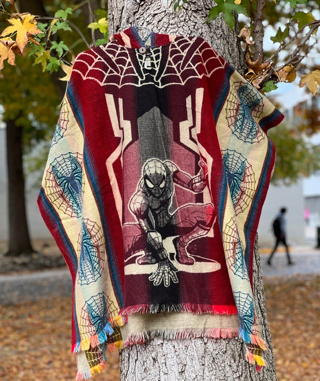 Spider Man Poncho, Red, Spider Man, Warm and Soft, Hooded Poncho, Anime ...