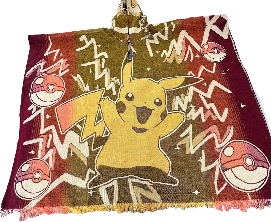Pokemon Pikachu Poncho, Unisex Pokemon Poncho, Warm Pikachu Hooded ...