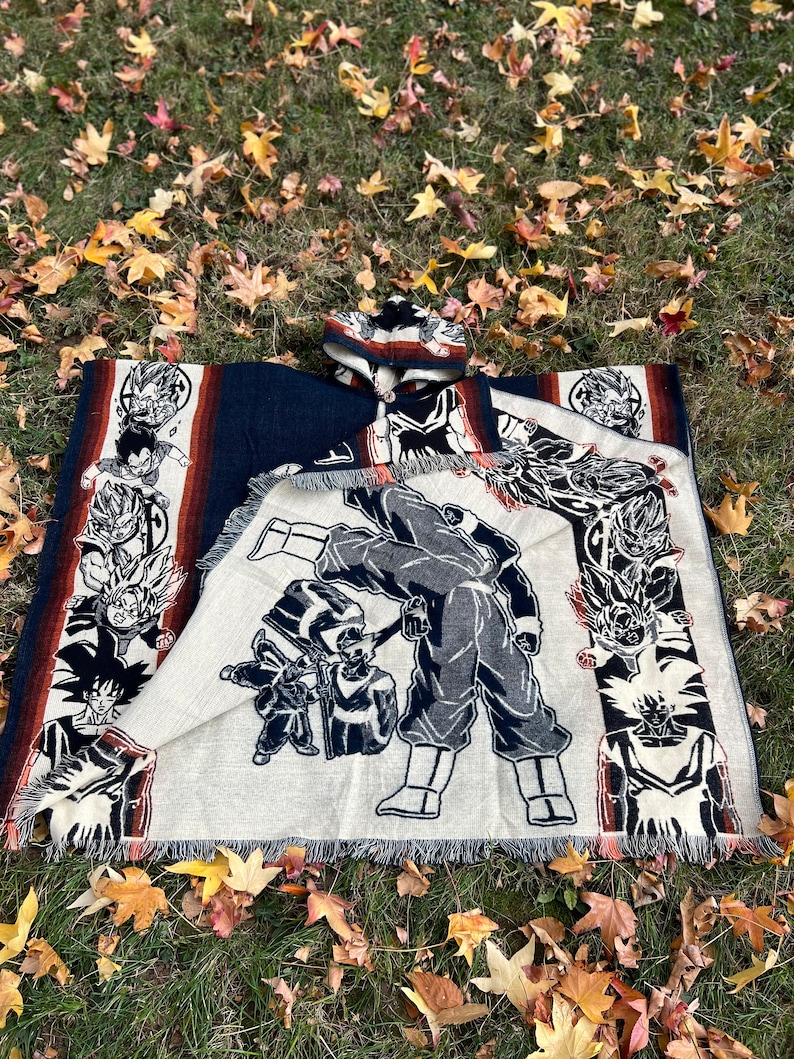 Dragon Ball Z Poncho, Alpaca Poncho, Handcrafted, Anime Hooded Poncho ...