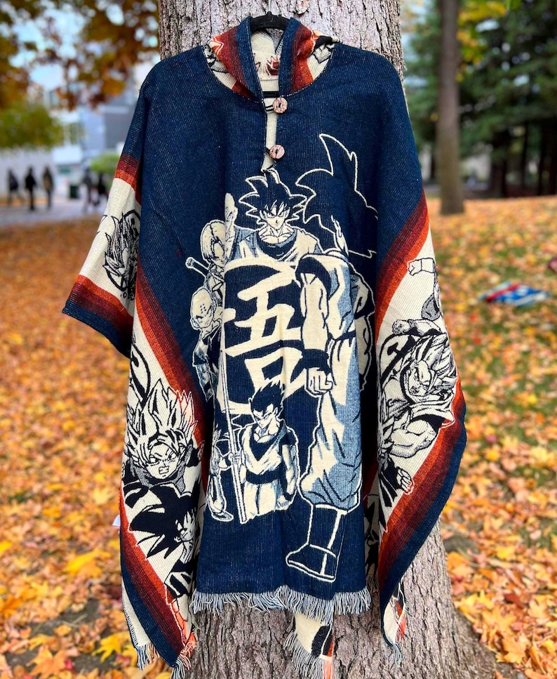 DBZ Poncho, Anime Poncho, Handcrafted, Anime Hooded Poncho, Goku Poncho ...